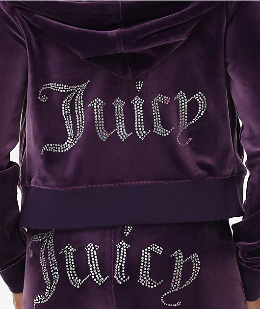 Juicy Couture OG Big Bling Plum Velour Zip Hoodie | Zumiez