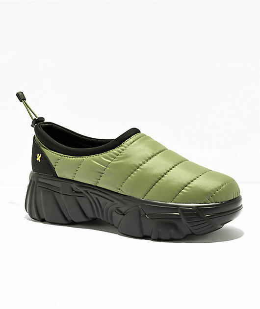 KOI Imitator Khaki Green Platform Puffer Shoes | Zumiez