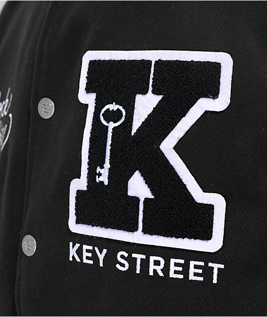 Key Street Lock And Key Black & White Varsity Jacket | Zumiez