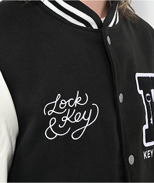 Key Street Lock And Key Black & White Varsity Jacket | Zumiez