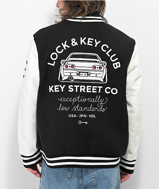Key Street Lock And Key Black & White Varsity Jacket | Zumiez