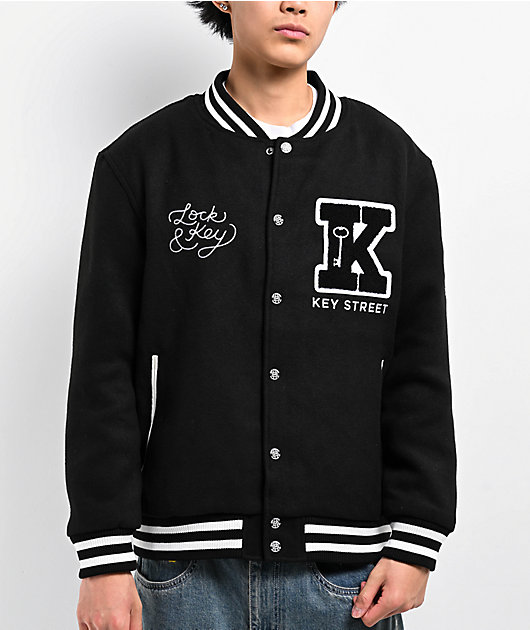 Key Street Lock And Key Black Varsity Jacket | Zumiez