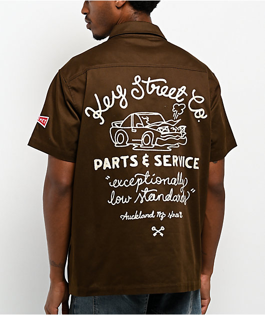 Key Street Parts & Service Brown Work Shirt | Zumiez