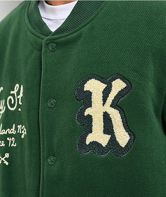 Key Street Parts & Service Green Varsity Jacket | Zumiez