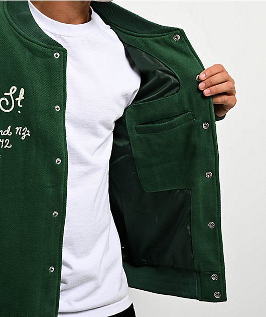 Key Street Parts & Service Green Varsity Jacket | Zumiez