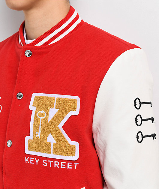Key Street Varsity Red & White Jacket | Zumiez
