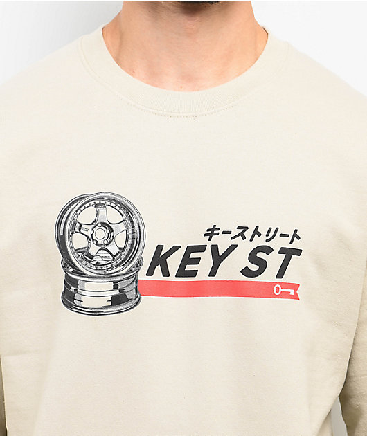 Key Street Wheels Beige Crewneck Sweatshirt | Zumiez