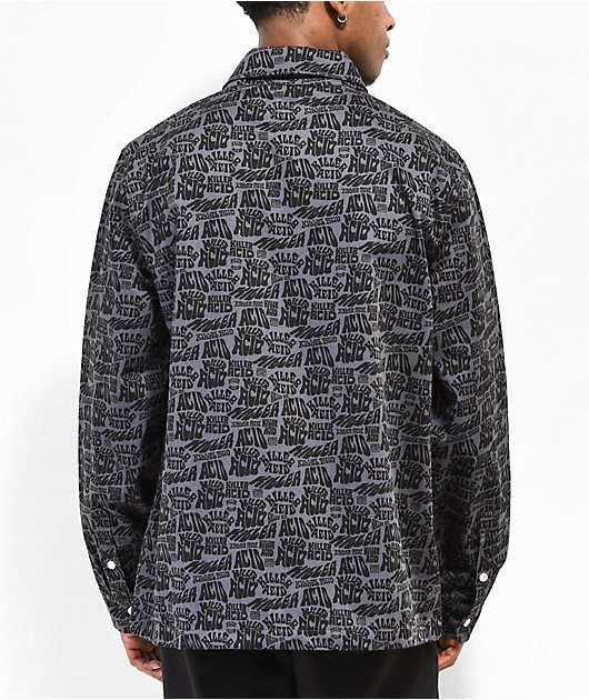 Killer Acid Groovy Grey Zip Shacket | Zumiez