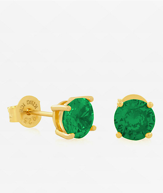 King Ice Brilliant Cut Green Stud Earrings | Zumiez