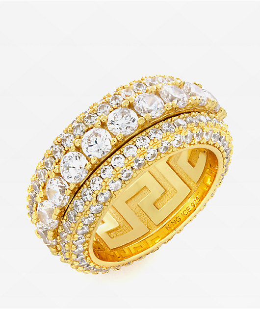 King Ice Brilliant Cut Icy Gold Spinner Ring | Zumiez