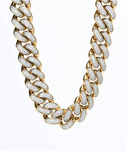 King Ice Diamond Cut 22" Gold Miami Cuban Link Chain | Zumiez