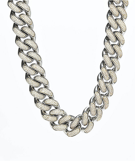 King Ice Diamond Cut 22" White Gold Miami Cuban Link Chain | Zumiez