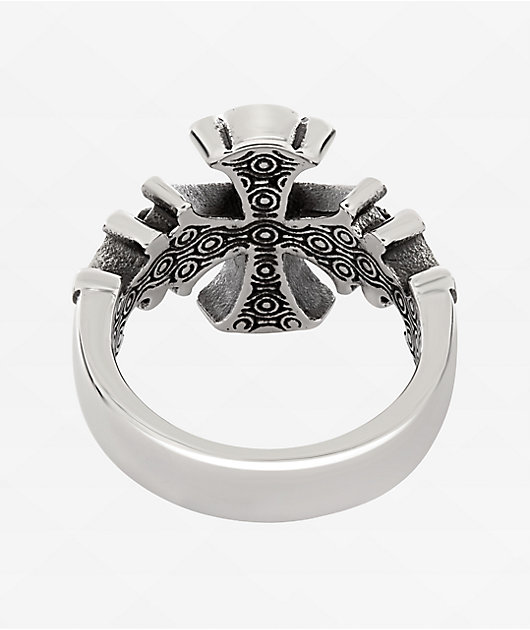 King Ice Fleur De Lis Biker Sliver Ring | Zumiez