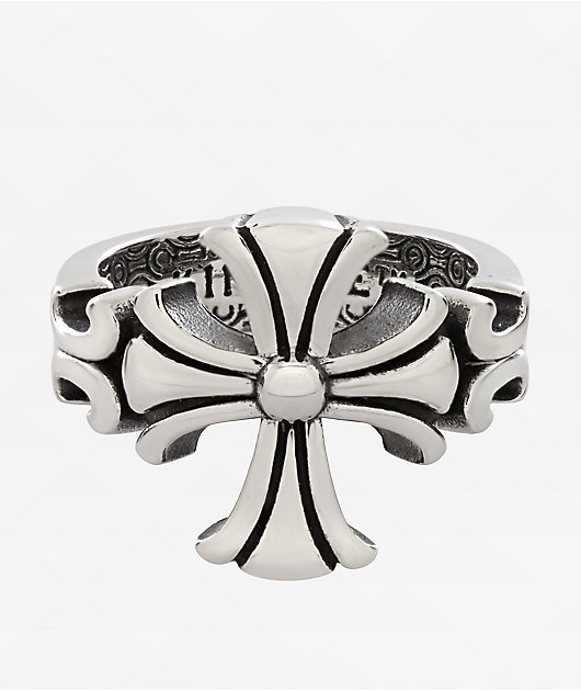 King Ice Fleur De Lis Biker Sliver Ring | Zumiez