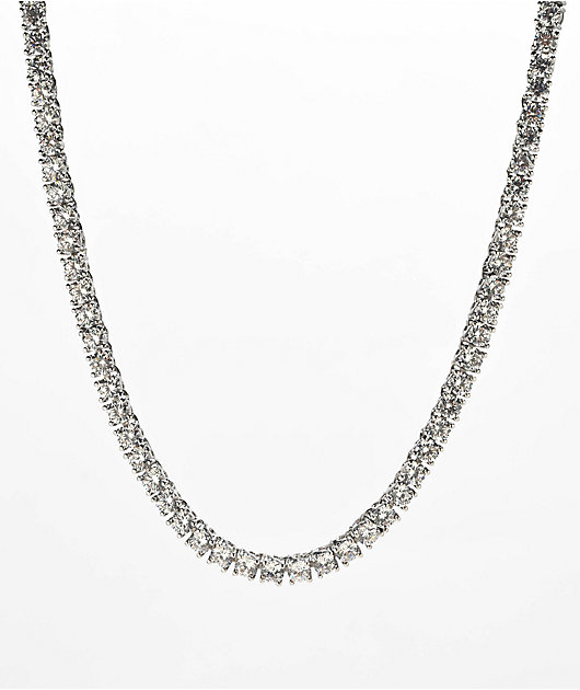 King Ice Tennis Choker 4mm Silver Chain Necklace | Zumiez