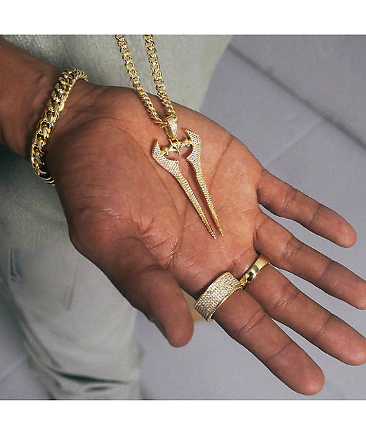 King Ice x Halo Iced Energy Sword 20" Gold Chain Necklace | Zumiez