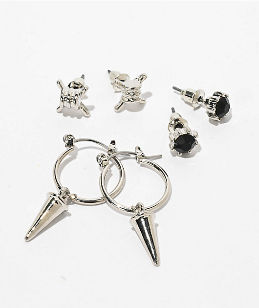 Krone Barb Spike Silver 3 Pack Earrings | Zumiez