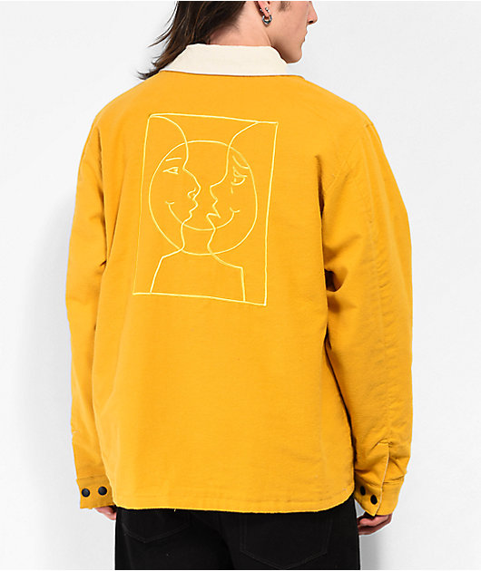 Krooked Moon Smile Reversible Tan & Yellow Jacket | Zumiez