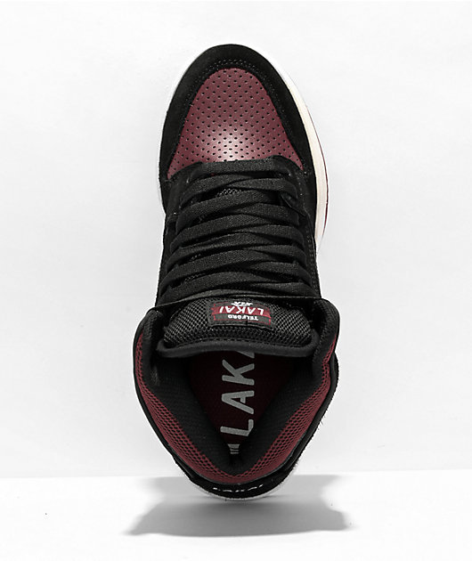 Lakai Kids Telford Black & Burgundy Suede Skate Shoes | Zumiez