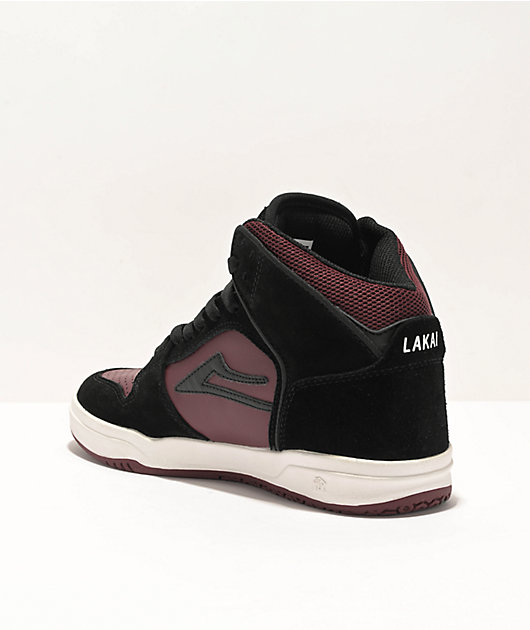 Lakai Kids Telford Black & Burgundy Suede Skate Shoes | Zumiez