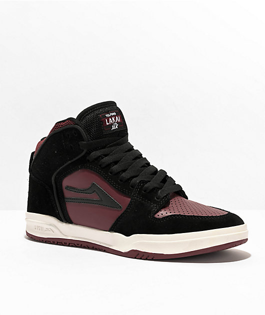 Lakai Kids Telford Black & Burgundy Suede Skate Shoes | Zumiez