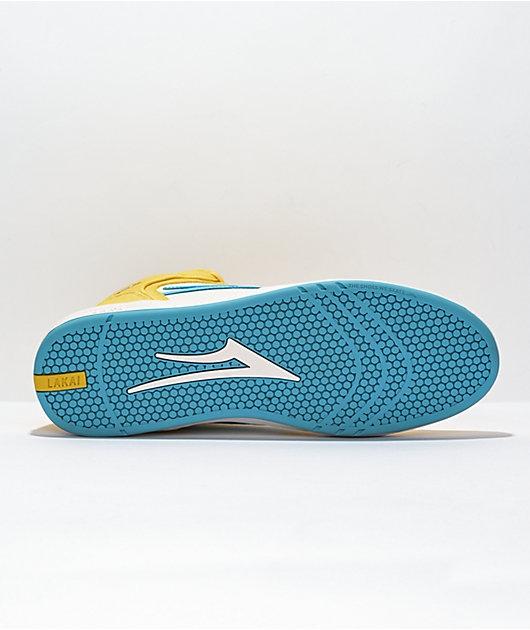 Lakai x Pacifico Telford White, Cyan, & Yellow Skate Shoes | Zumiez