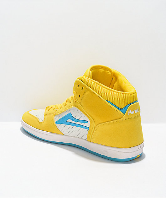 Lakai x Pacifico Telford White, Cyan, & Yellow Skate Shoes