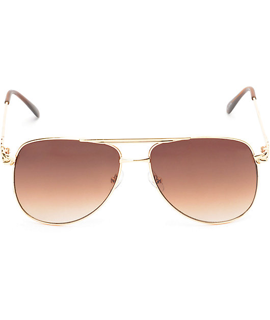 Light Brown Pilot Sunglasses | Zumiez
