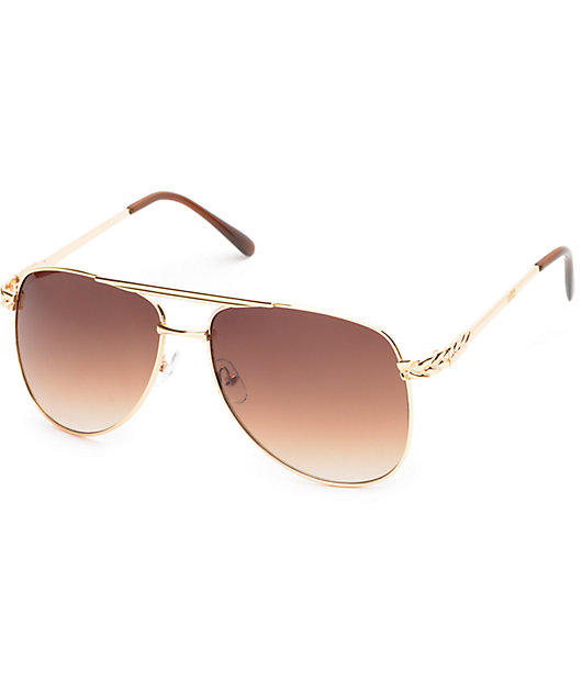 Light Brown Pilot Sunglasses | Zumiez