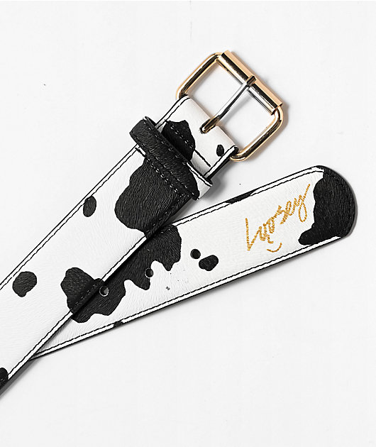 Loosey Black & White Cow Print Belt | Zumiez