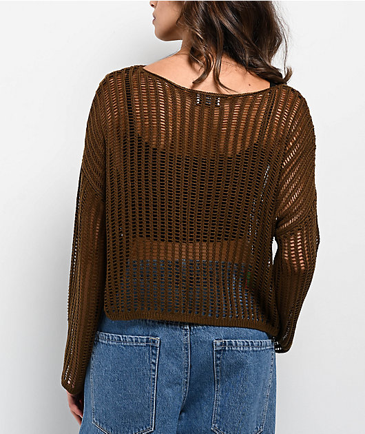Love Knits NYC Open Knit Brown Sweater | Zumiez