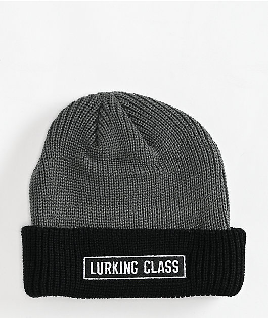 Lurking Class by Sketchy Tank Box Logo Two Tone Charcoal & Black Beanie ...
