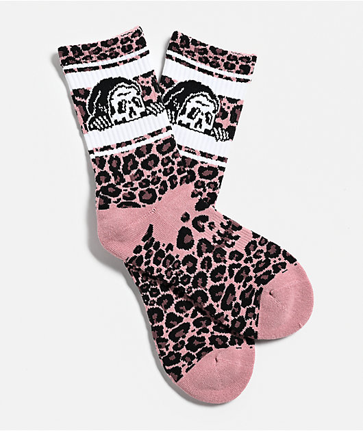 Lurking Class by Sketchy Tank Death Leopard Pink Crew Socks | Zumiez