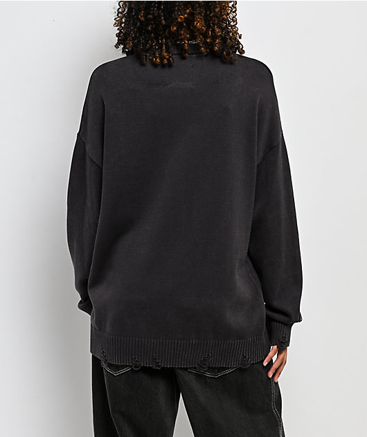 Lurking Class by Sketchy Tank Distressed Charcoal Wash Sweater | Zumiez