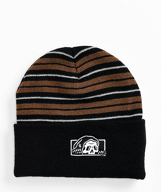 Lurking Class by Sketchy Tank Lurker Burnouts Brown & Black Beanie | Zumiez