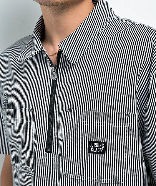 Lurking Class by Sketchy Tank Lurker Navy Blue & White Half Zip Work ...