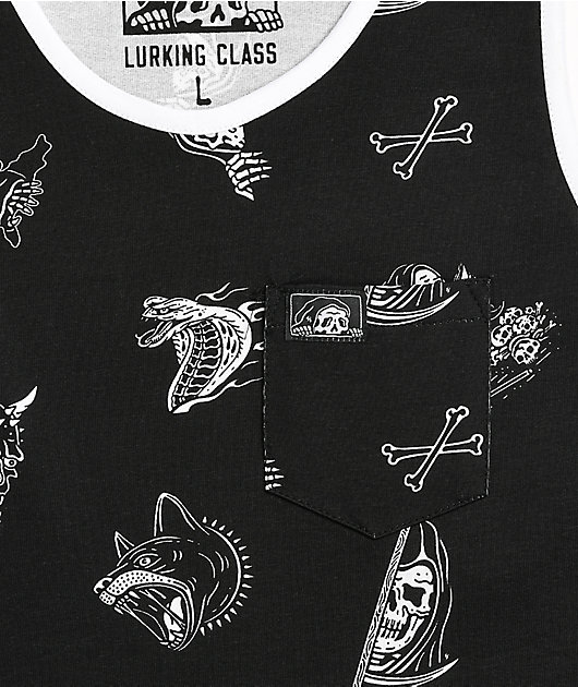 Lurking Class by Sketchy Tank Mixed Black Tank Top