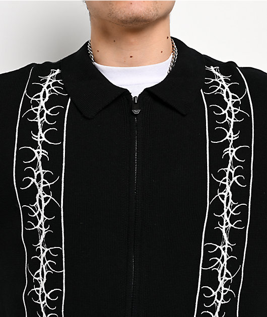 Lurking Class by Sketchy Tank Sin Stripe Black Zip Sweater | Zumiez