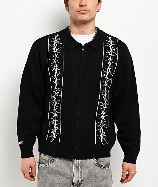 Lurking Class by Sketchy Tank Sin Stripe Black Zip Sweater | Zumiez
