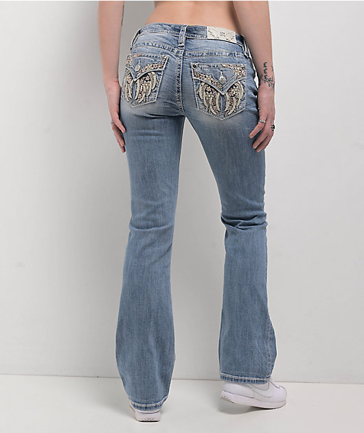 Miss Me Aleah Floral Wing Light Wash Bootcut Jeans | Zumiez