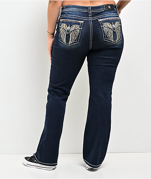 Miss Me Wing Medium Blue Wash Bootcut Jeans | Zumiez