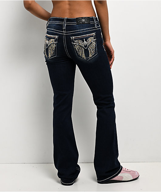 Miss Me Wing Medium Blue Wash Bootcut Jeans | Zumiez