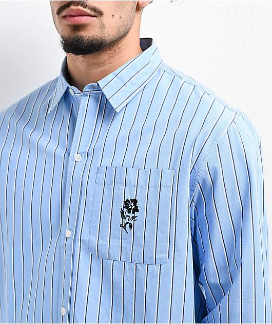 Monet Skateboards Carousel Blue Striped Long Sleeve Button Up Shirt ...