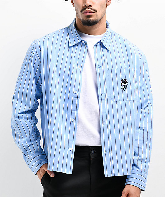 Monet Skateboards Carousel Blue Striped Long Sleeve Button Up Shirt ...