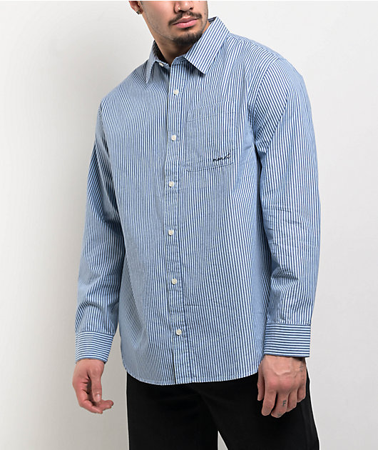 Monet Skateboards Grip Stripe Blue Long Sleeve Button Up Shirt | Zumiez