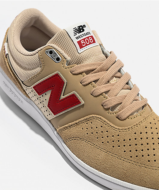 New Balance Numeric Westgate 508 Beige & Red Skate Shoes | Zumiez