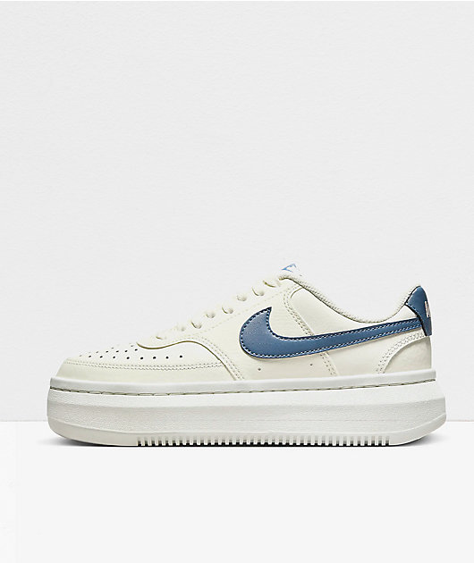 Nike Court Vision Alta White & Blue Shoes | Zumiez