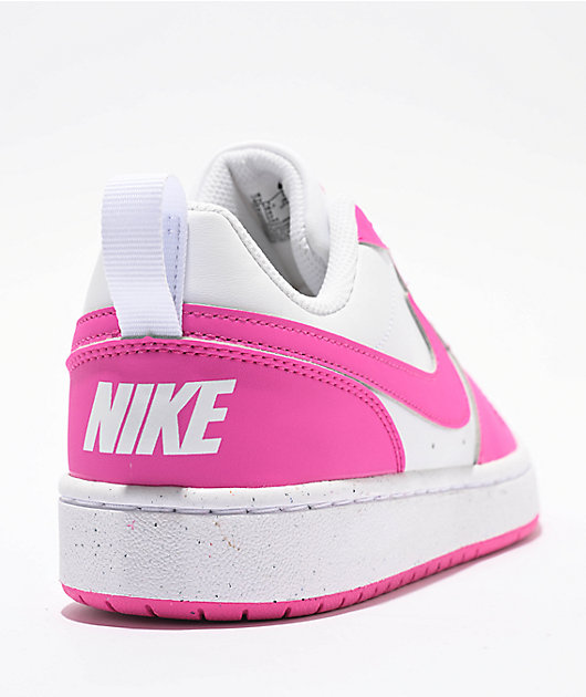Nike Kids Court Borough Low Recraft White & Pink Shoes | Zumiez