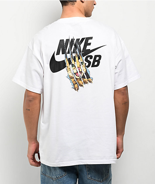 Nike SB Cat Scratch White T-Shirt | Zumiez