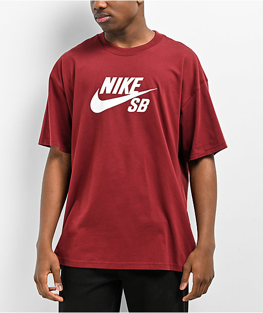 Nike SB Logo HBR Dark Red T-Shirt | Zumiez